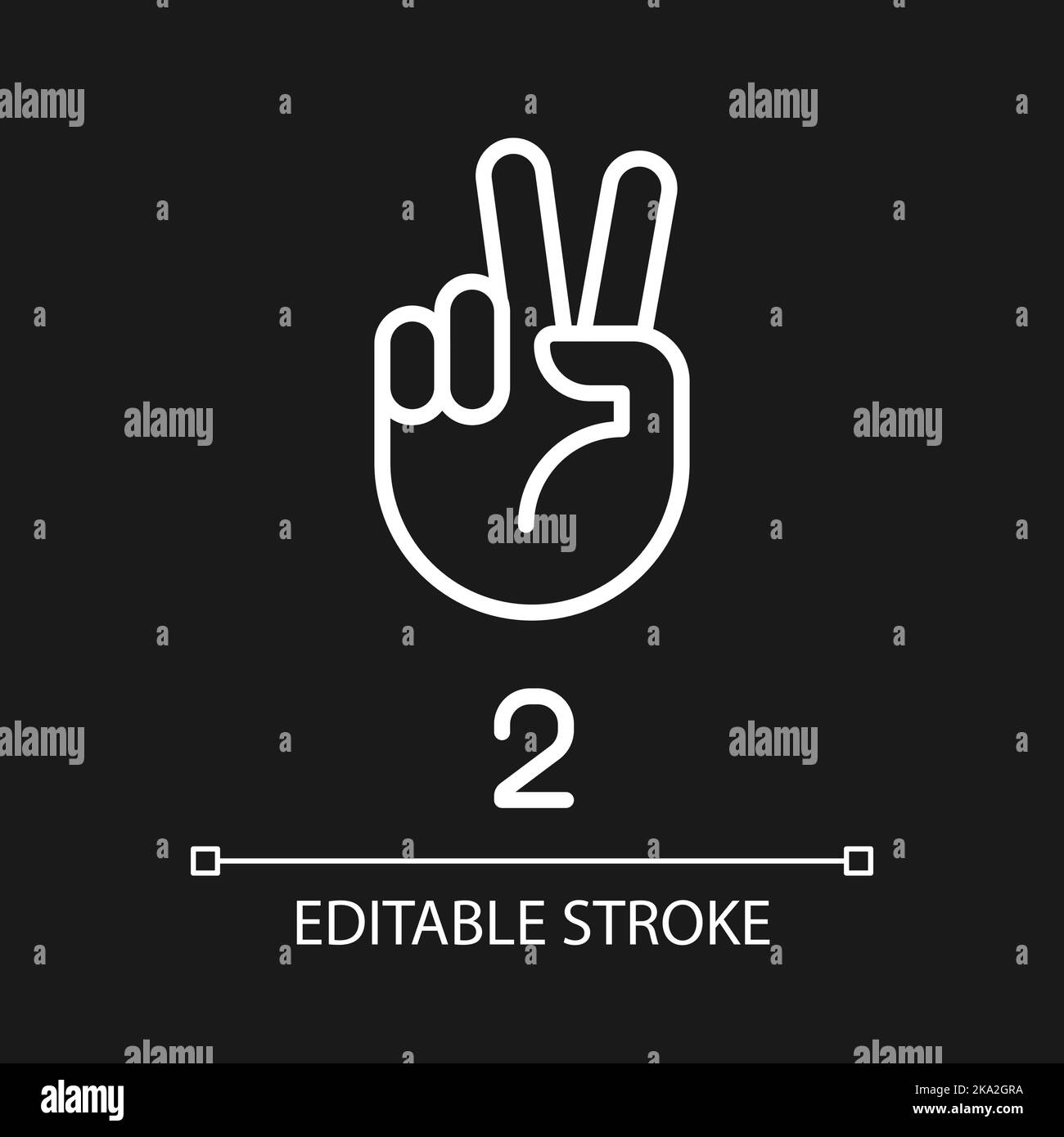 Signing digit two in ASL pixel perfect white linear icon for dark theme ... Signing digit two in ASL pixel perfect white linear icon for dark theme ...