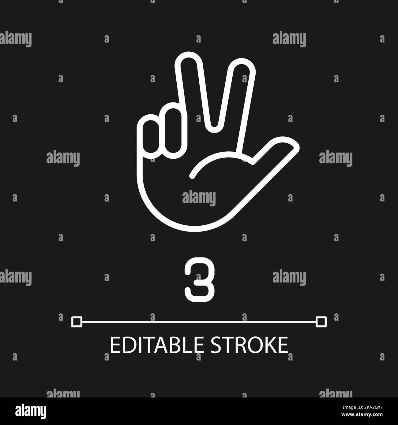 Signing digit three in ASL pixel perfect white linear icon for dark ... Signing digit three in ASL pixel perfect white linear icon for dark ...