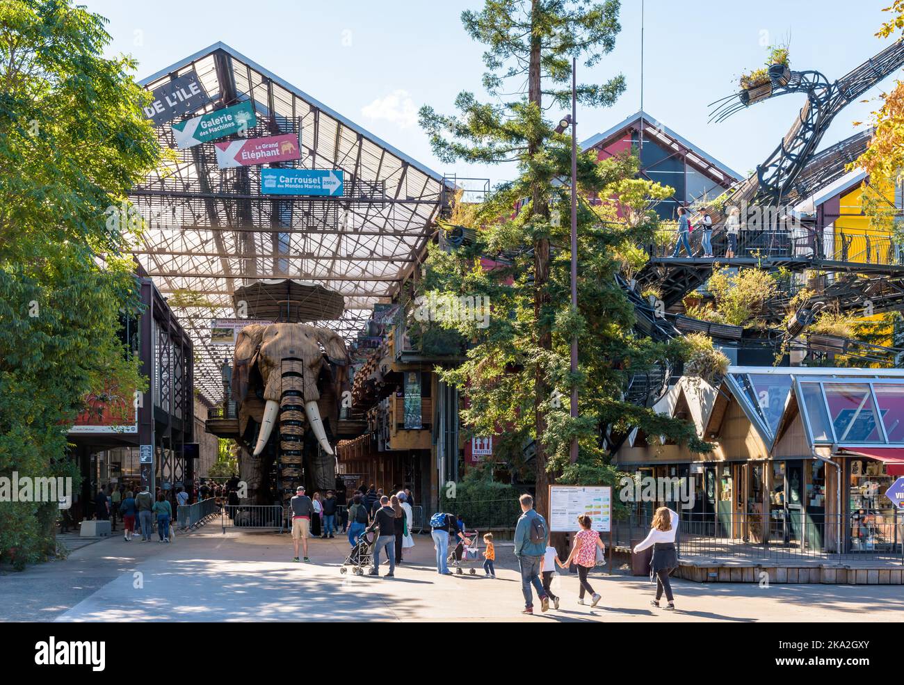 The Great Elephant giant puppet at rest under a glass roof of the ...