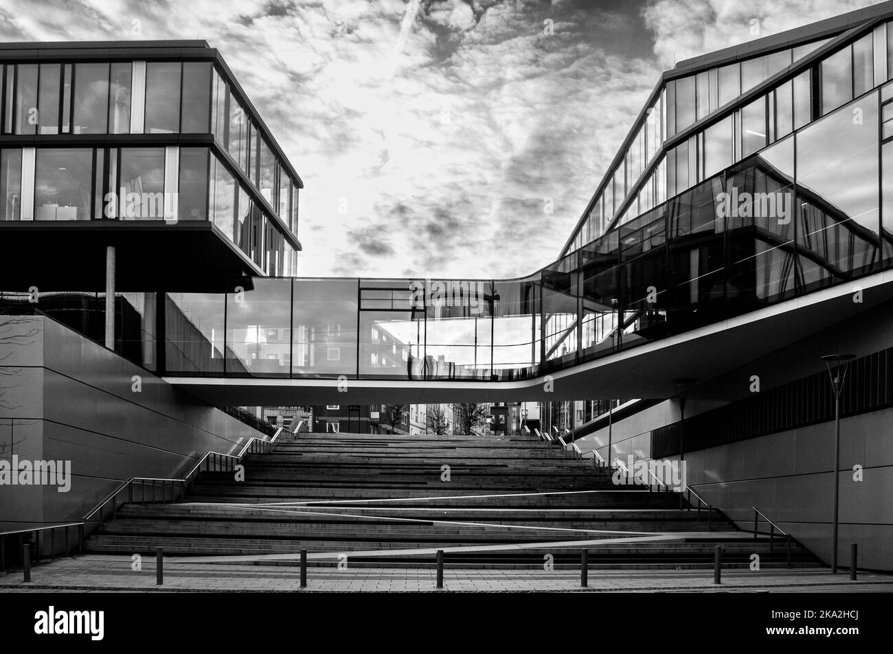 A grayscale of an office building complex in Aachen, Germany Stock ...