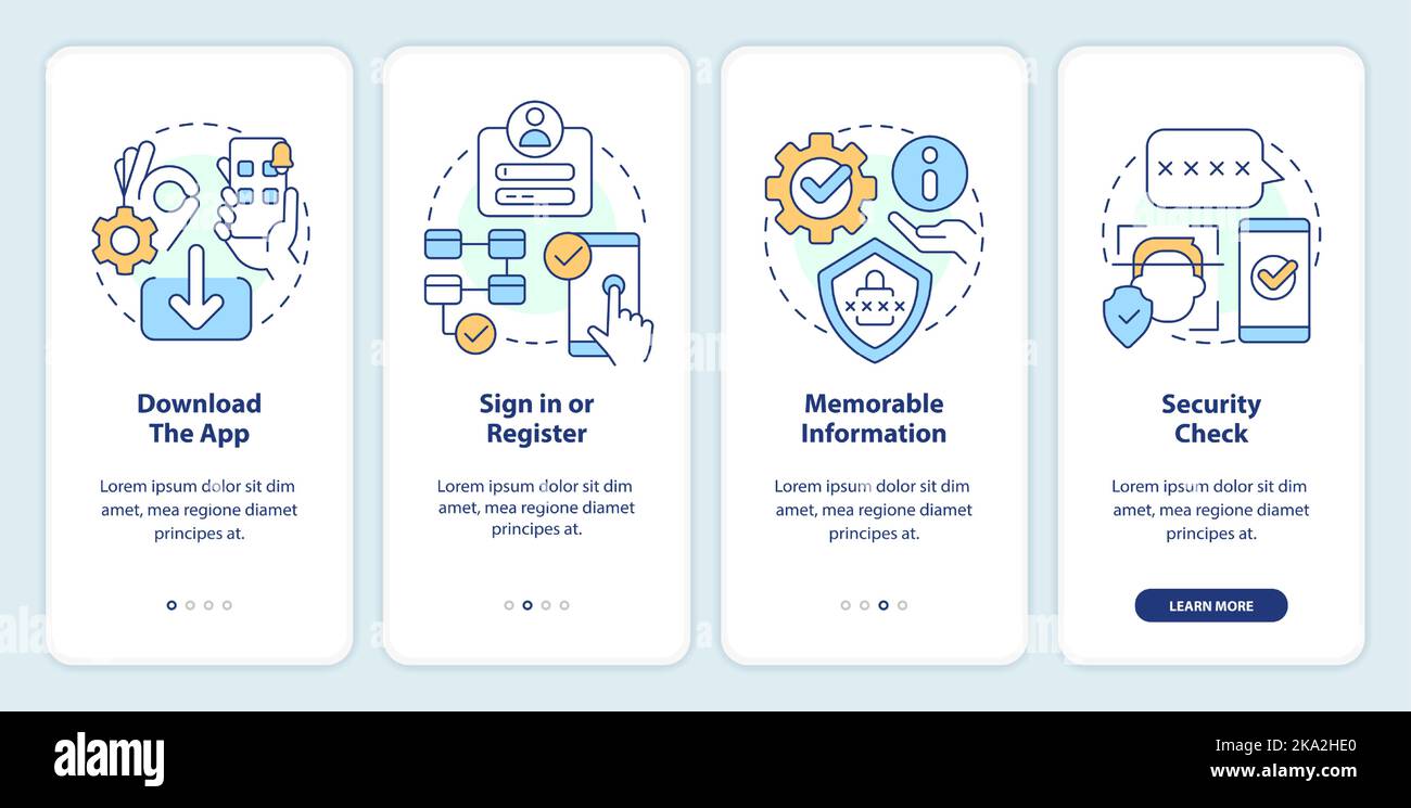 Setting up banking application guide onboarding mobile app screen Stock ...