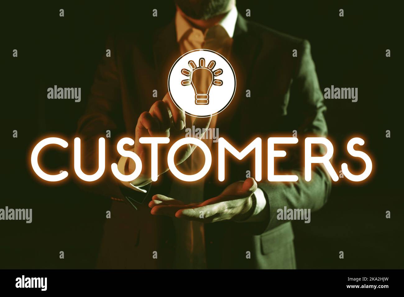 Text caption presenting Customers. Business idea individual or ...