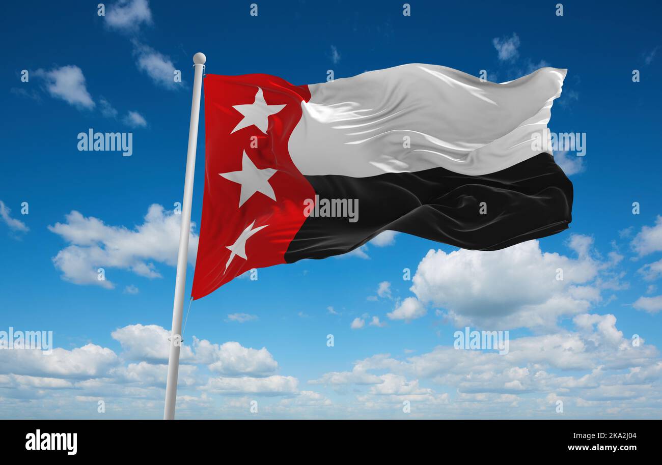 flag of Republic of the Rio Grande, America at cloudy sky background ...