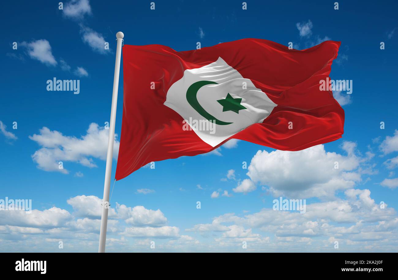 flag of Republic of the Rif, africa at cloudy sky background, panoramic ... flag of Republic of the Rif, africa at cloudy sky background, panoramic ...