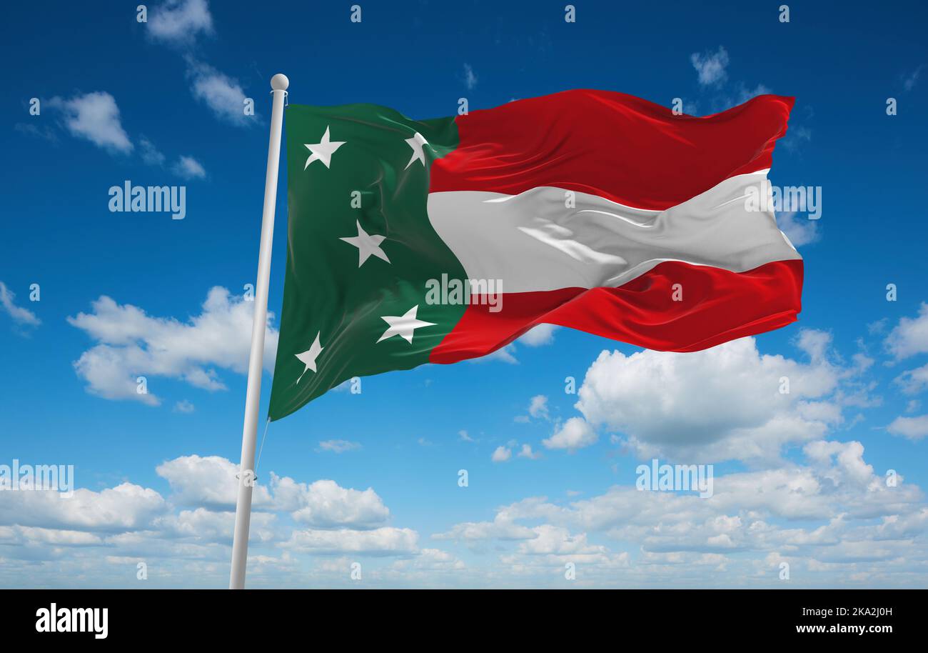 flag of Republic of Yucatan, America at cloudy sky background ...