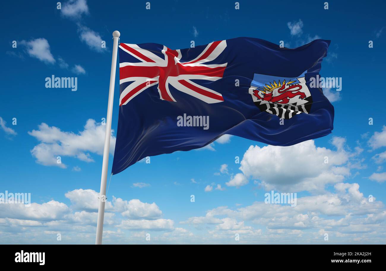 flag of Rhodesia and Nyasaland 1953 1963, africa at cloudy sky ...