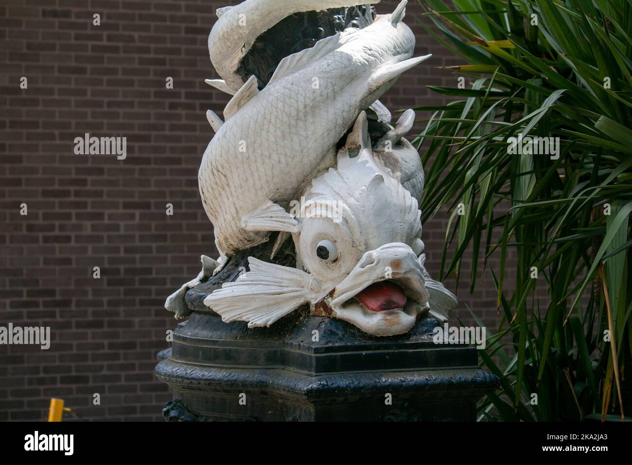The mythological fish decoration on a lamp post near Hyde Park, London ...