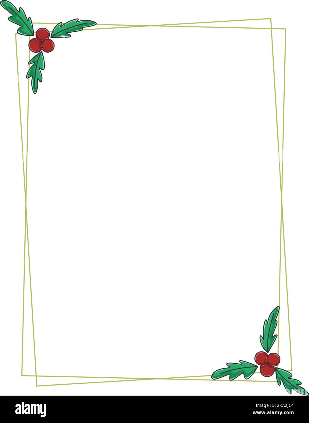 Beautiful christmas square frame with red berries and holly leaves ...
