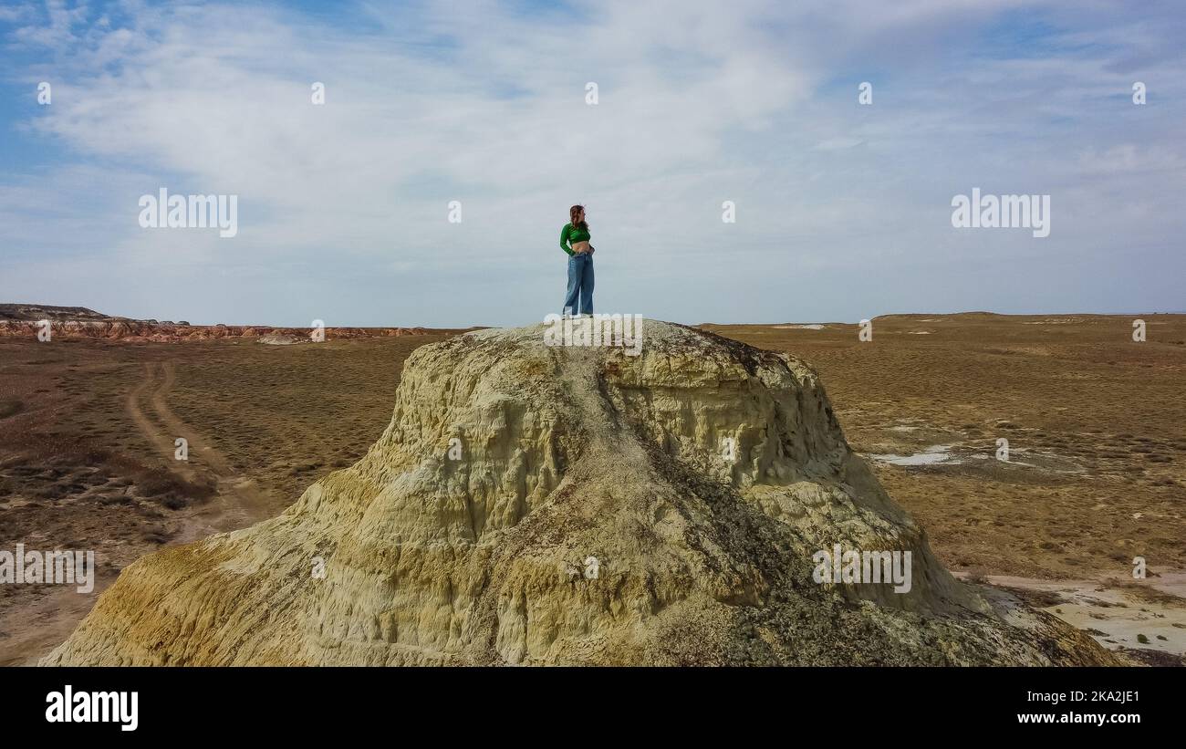 Caucasian woman stands on hill hi-res stock photography and images - Alamy