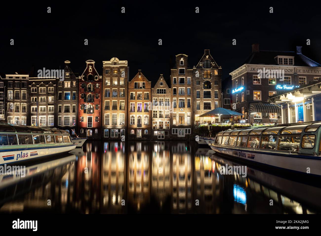 Amsterdam night life dark evening street scene of Holland main city ...