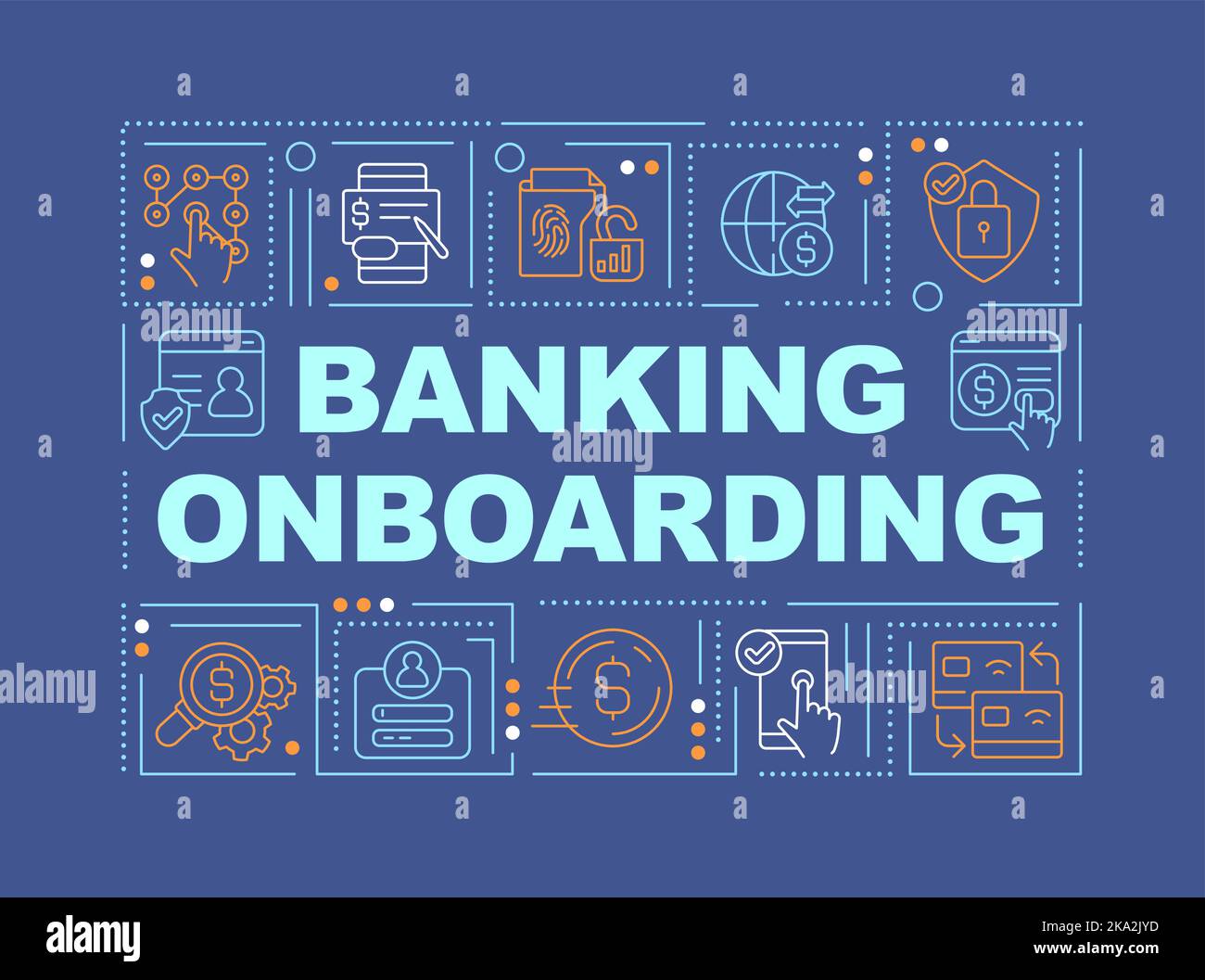 Banking onboarding word concepts dark blue banner Stock Vector Image ...