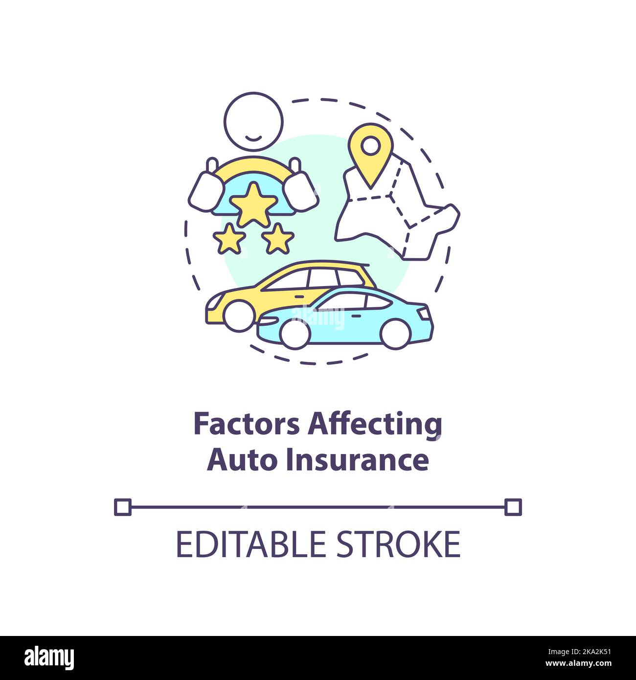 Factors affecting auto insurance concept icon Stock Vector Image & Art ...