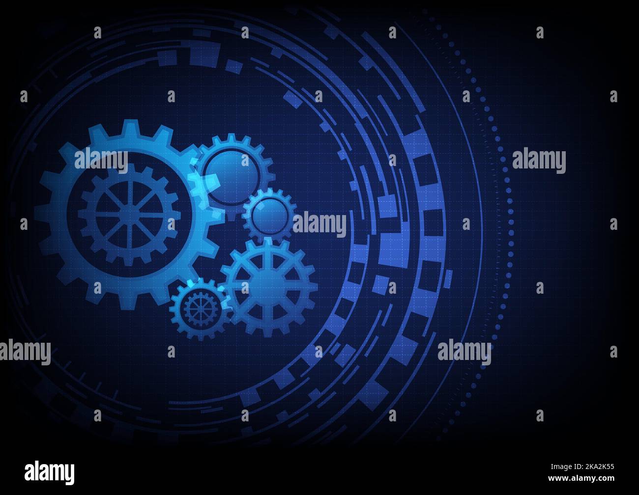 Gear wheel and circuit board on futuristic technology background ...