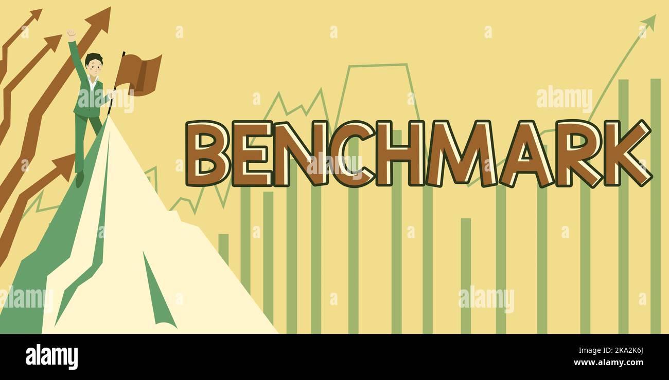 Sign displaying Benchmark. Business overview using or able to use two ...