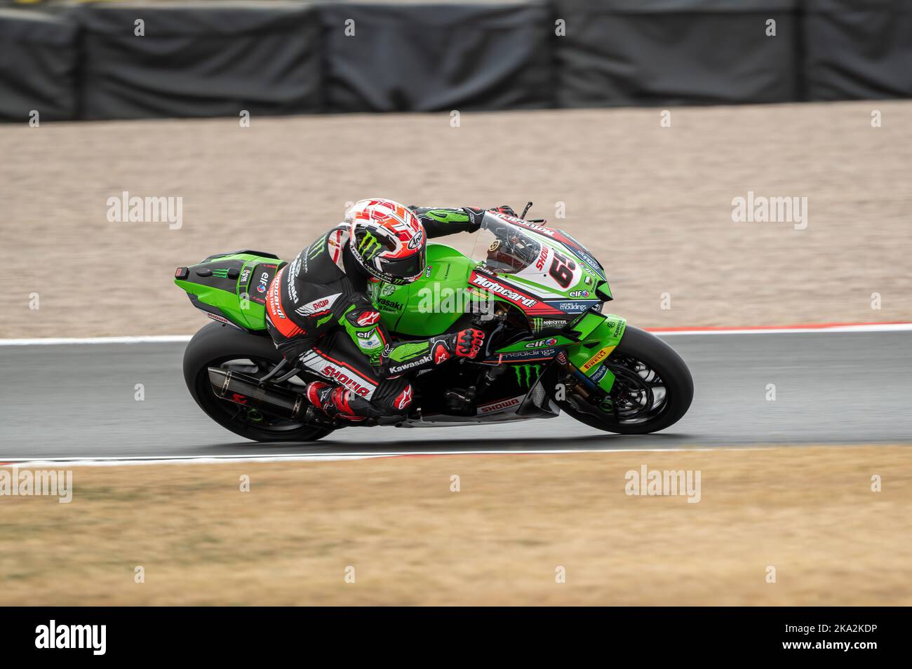 A motorcyclist racing during the World Super Bikes at Donington Park ...