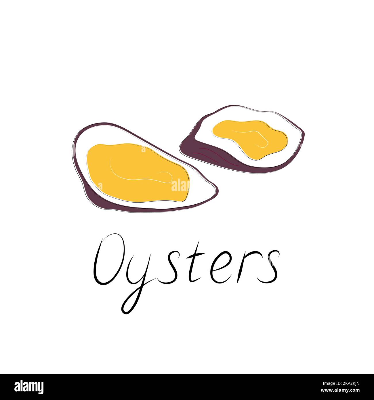 Oysters illustration and hand-written inscription. Vector logo Stock ...