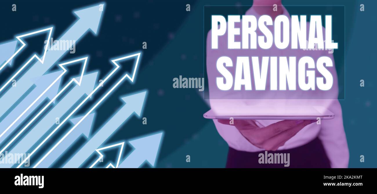 Hand writing sign Personal Savings. Word Written on A method of ...