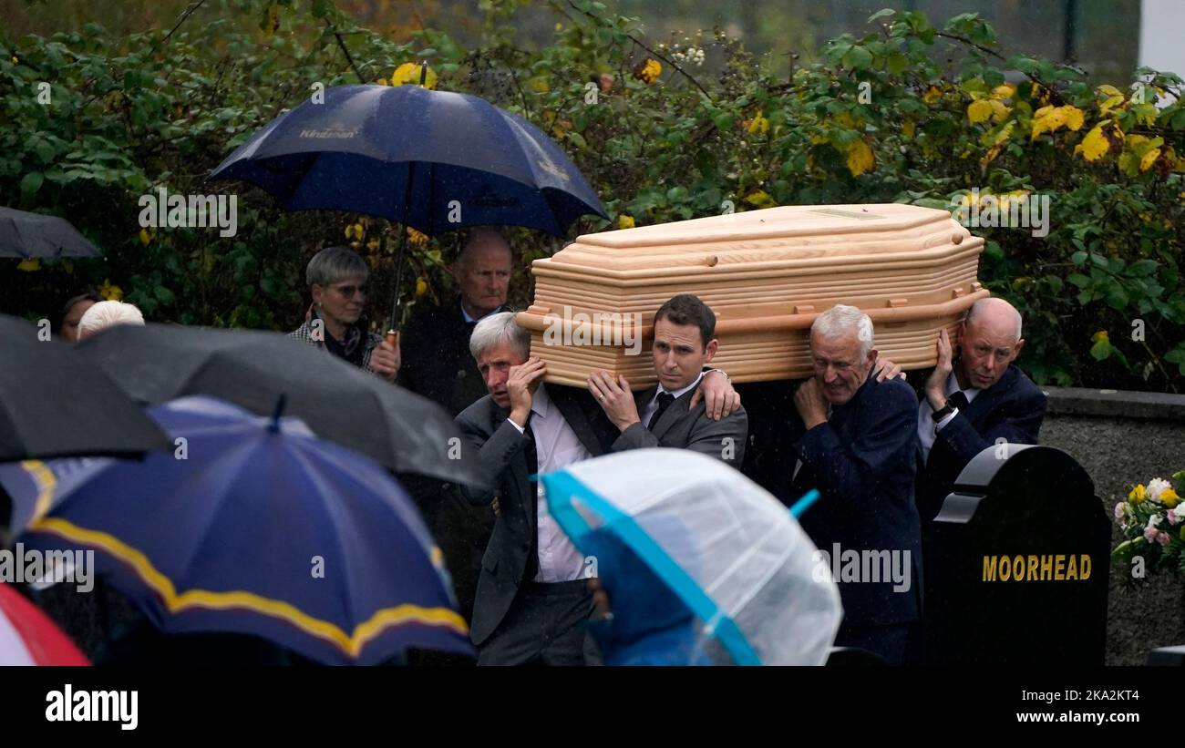 The coffin of CervicalCheck campaigner Lynsey Bennett is carried during ...