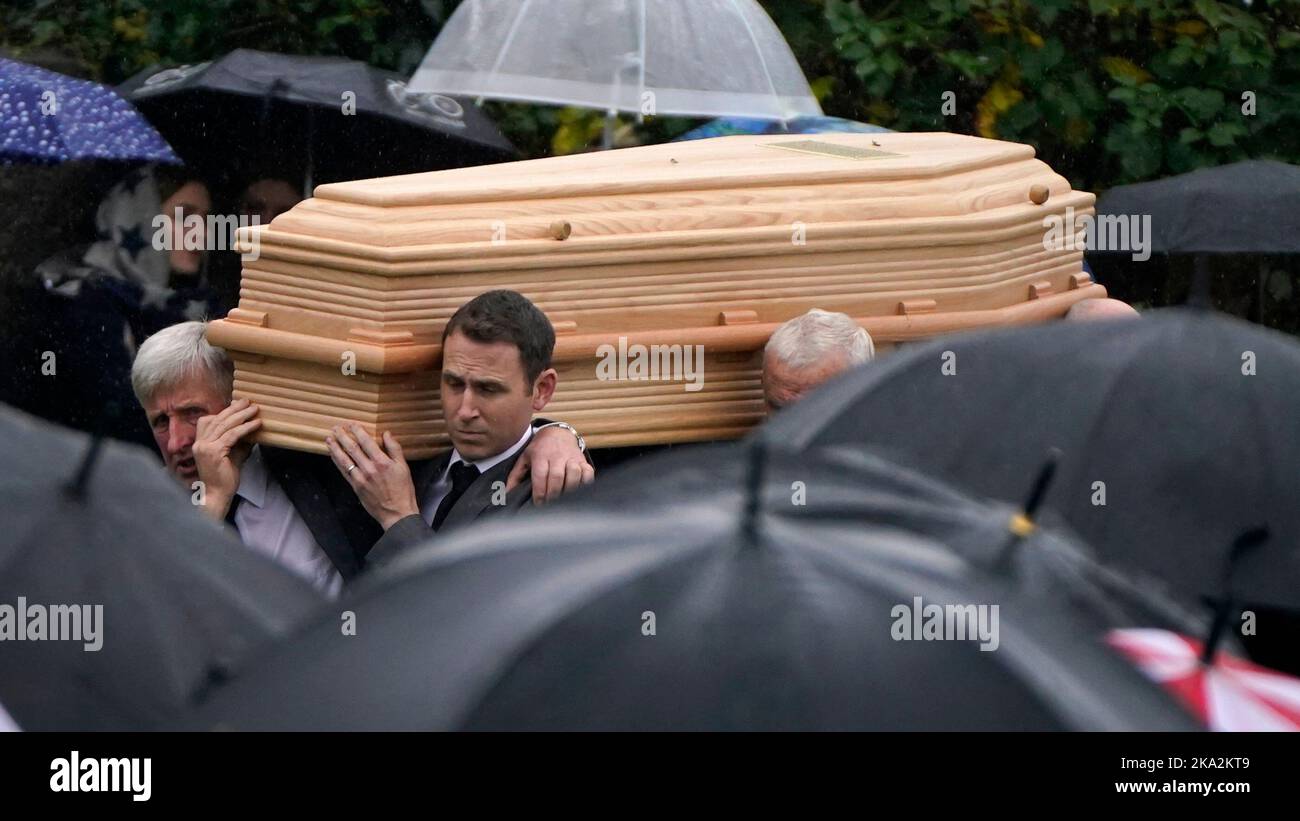 The coffin of CervicalCheck campaigner Lynsey Bennett is carried during ...