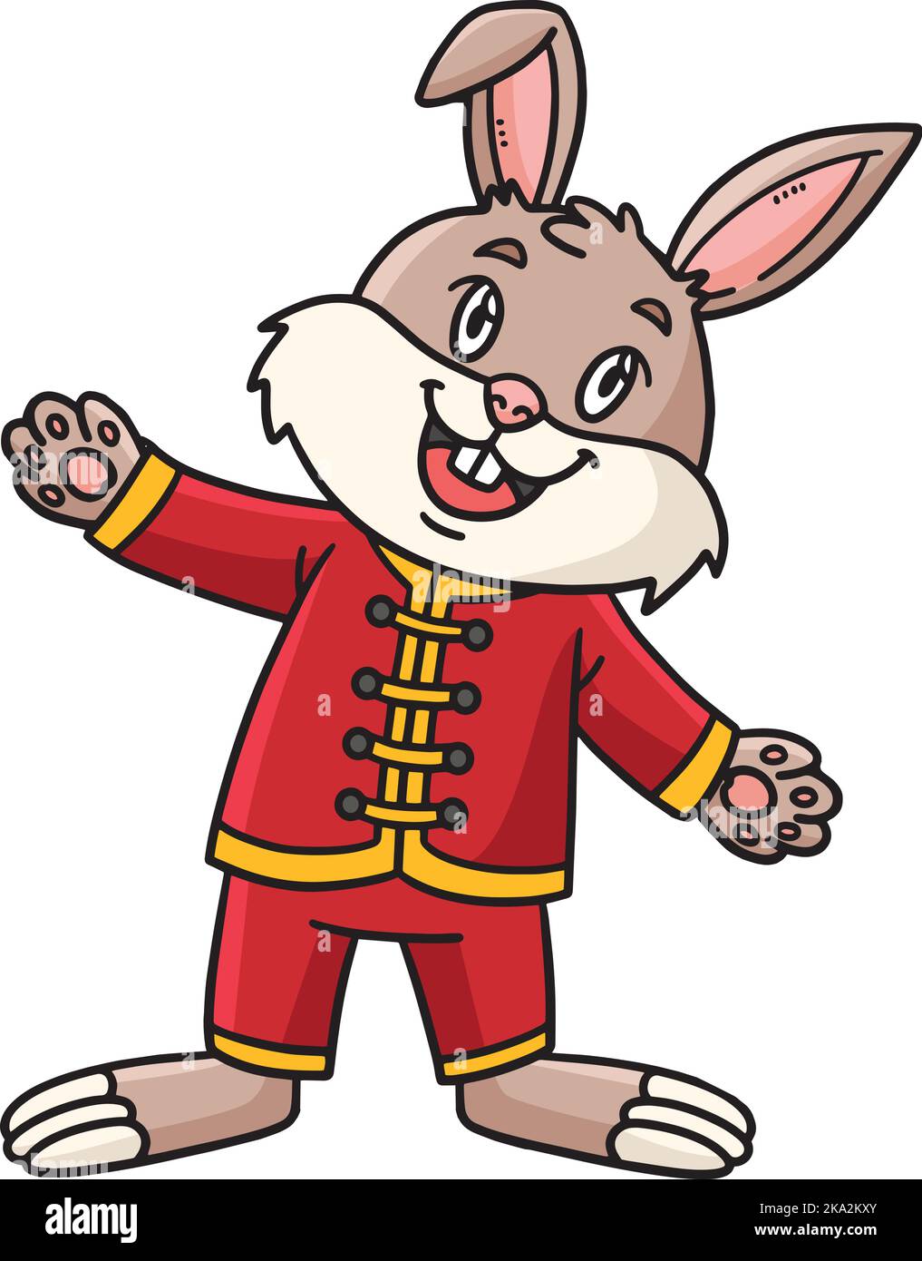 Rabbit Chinese Outfit Cartoon Colored Clipart Stock Vector Image & Art ...