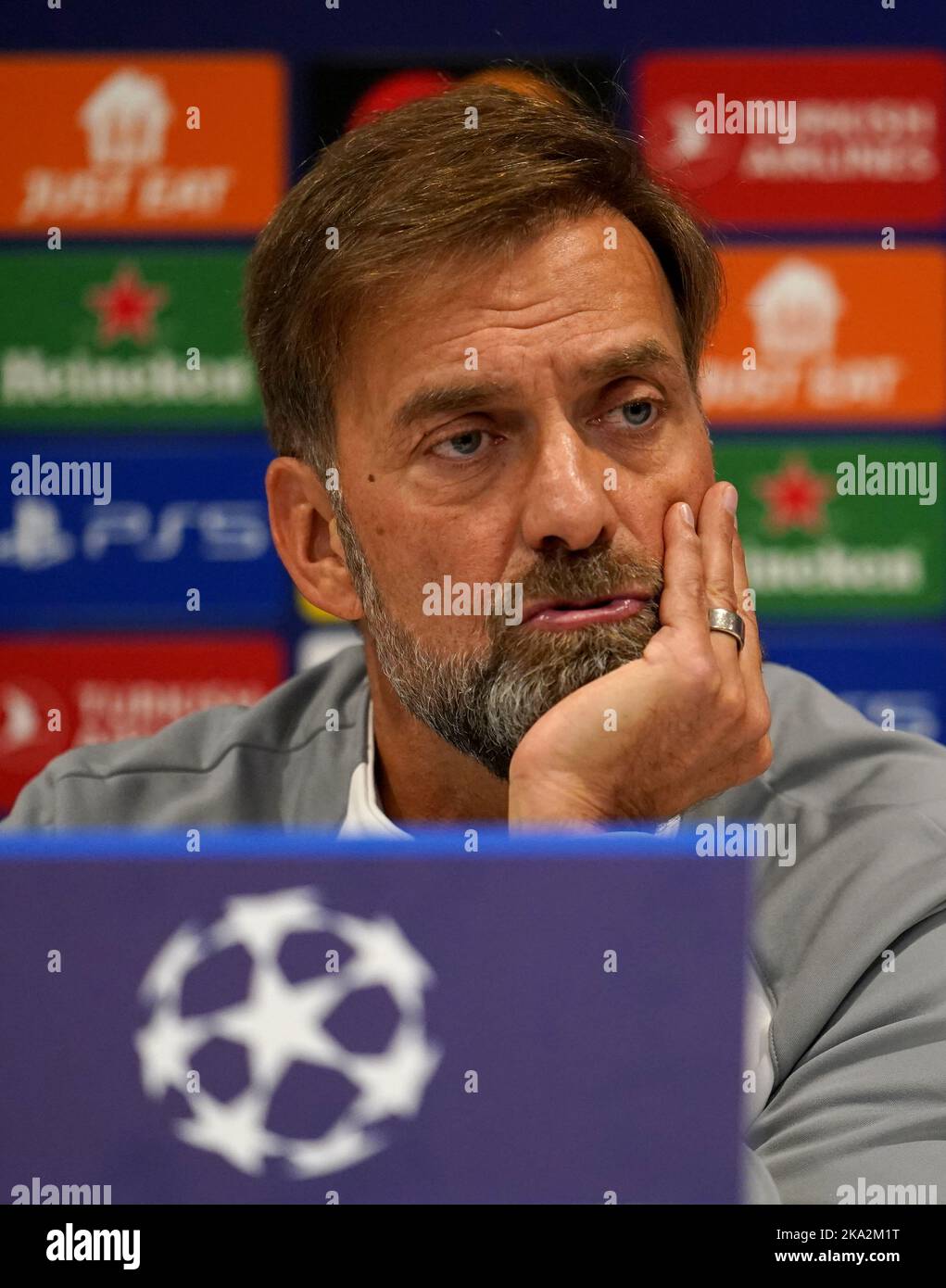 Liverpool manager Jurgen Klopp during a press conference at Anfield ...