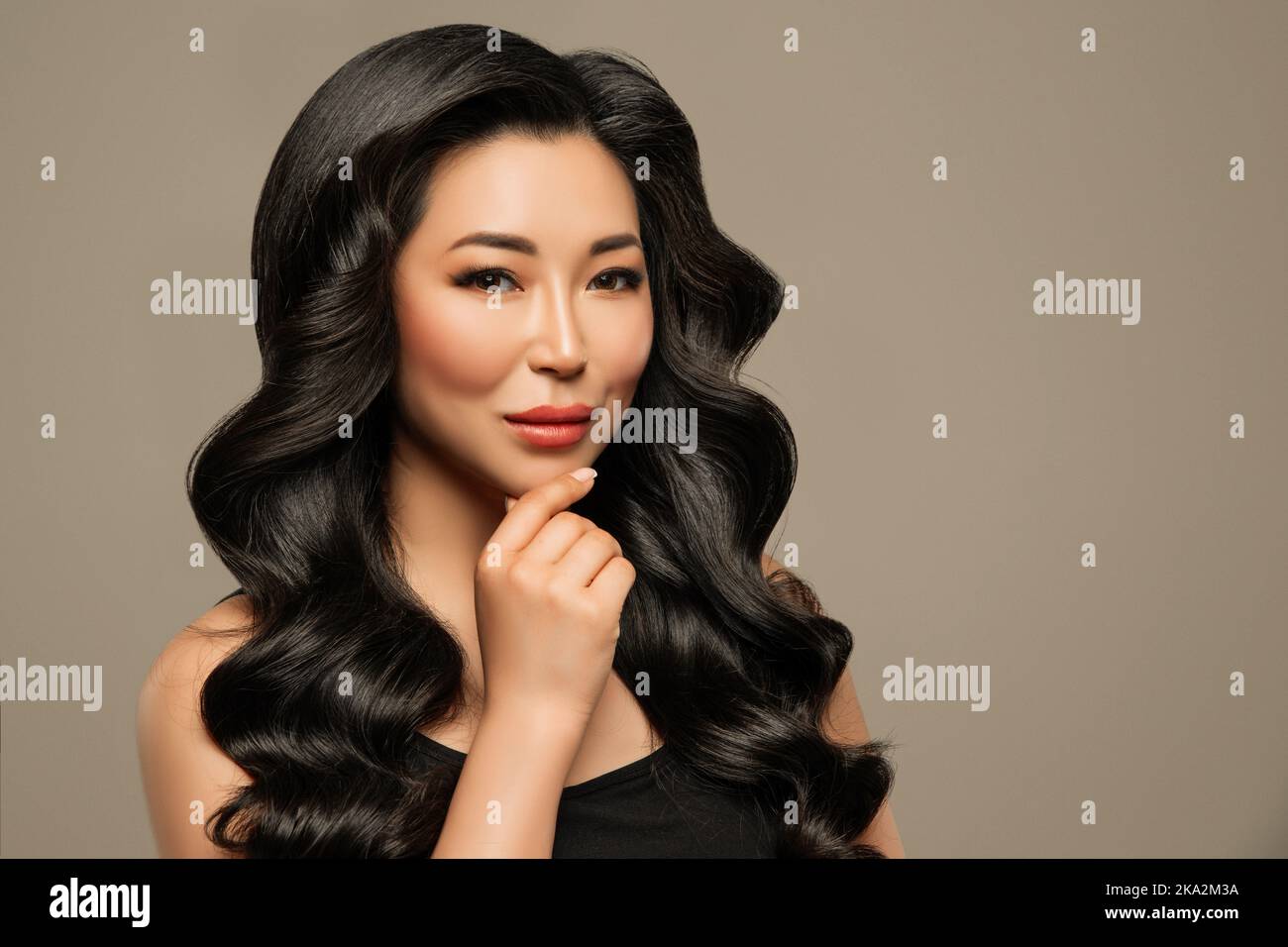 Female Asian model. SPA concept. Natural beauty. Smiling beautiful girl ...