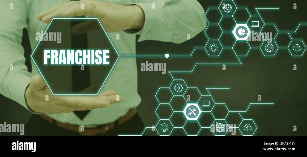 Text caption presenting Franchise. Business approach give practical ...