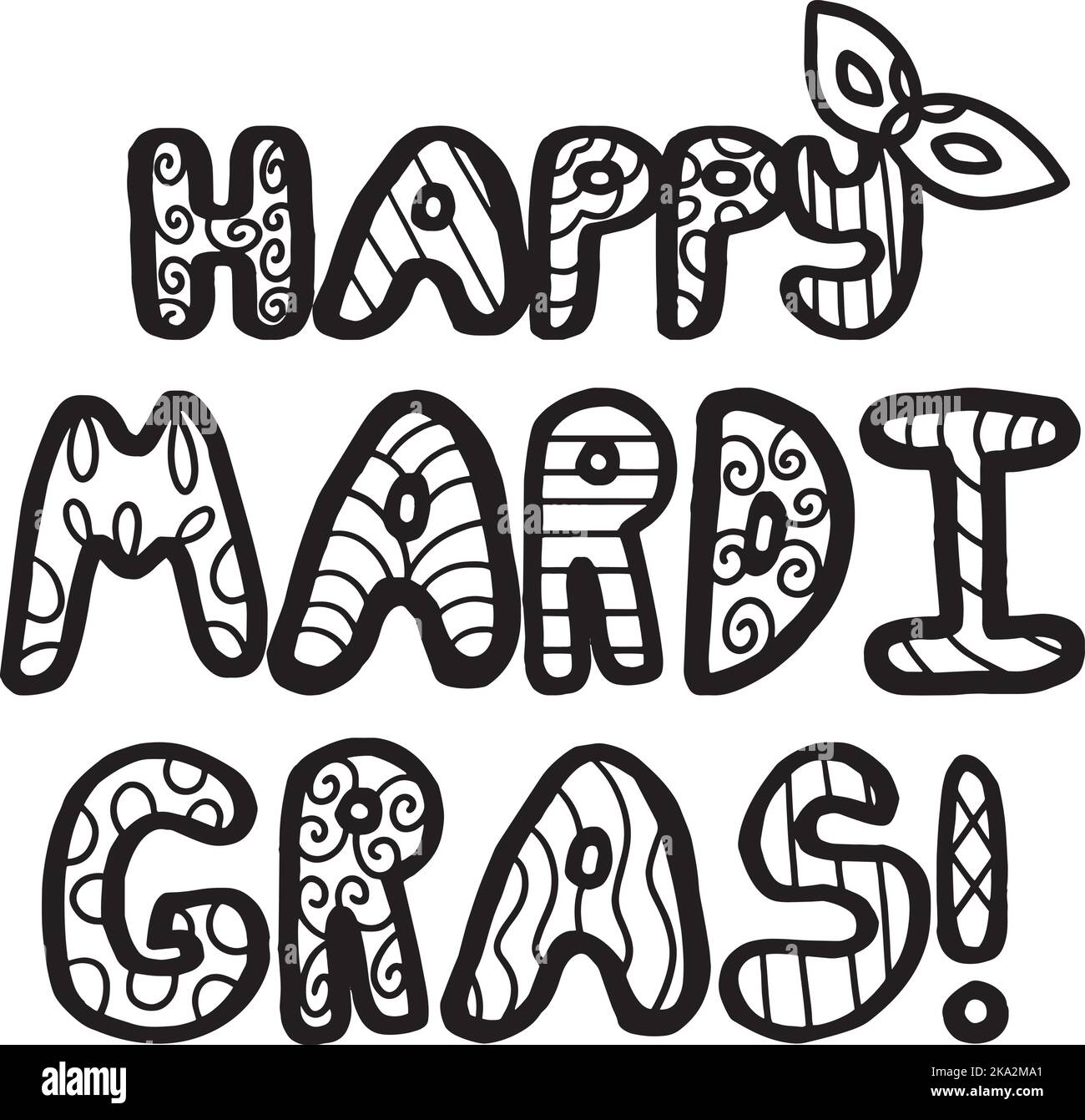 Happy Mardi Gras Isolated Coloring Page for Kids Stock Vector Image ...