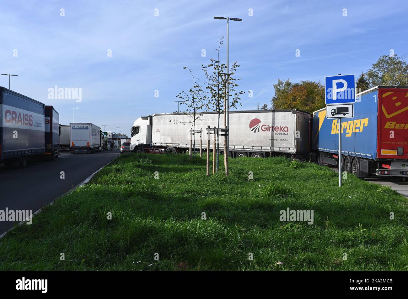 Trucks on a highway rest area hi-res stock photography and images - Alamy