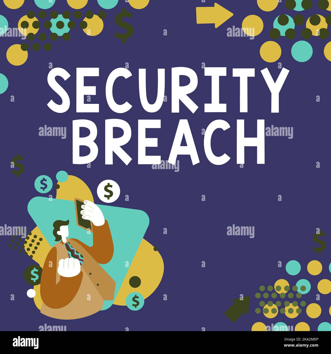 Text caption presenting Security Breach. Word Written on unauthorized ...