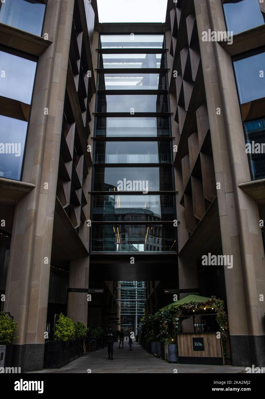 A vertical low-angle view of Bloomberg company buildings in London ...