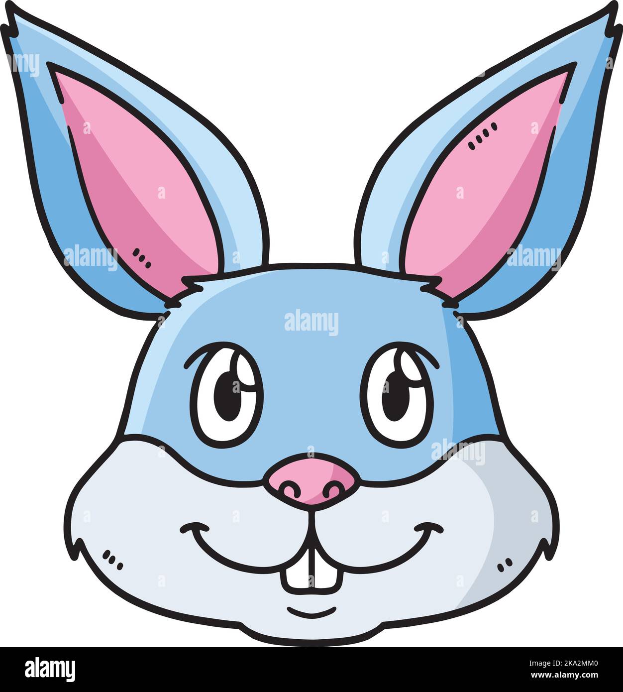 Rabbit Head Cartoon Colored Clipart Illustration Stock Vector Image ...