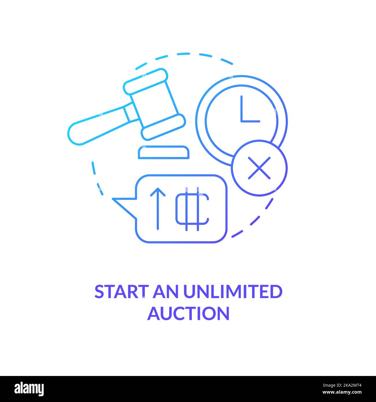 Start an unlimited auction blue gradient concept icon Stock Vector ...