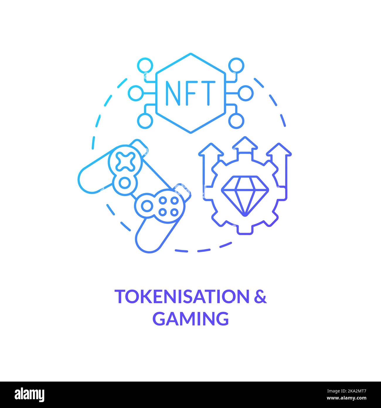Tokenisation and gaming blue gradient concept icon Stock Vector Image ...