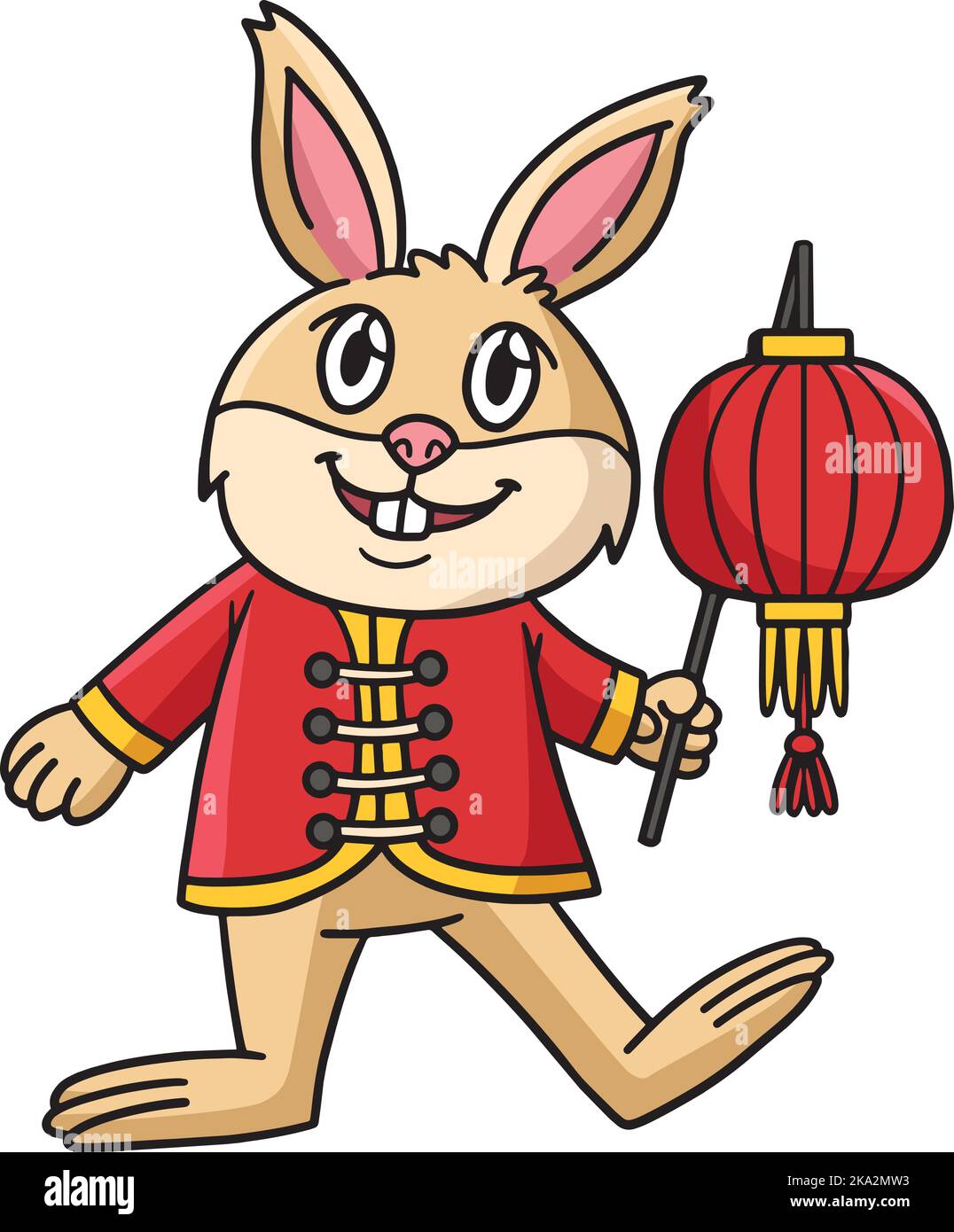 Rabbit with Lantern Cartoon Colored Clipart Stock Vector Image & Art ...