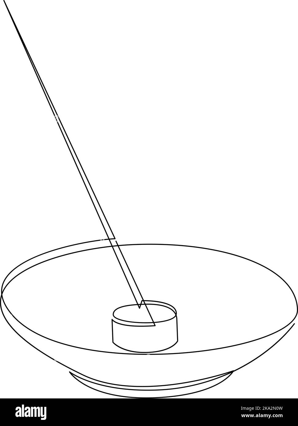 Continuous line drawing of scented Spa stick on holder. Incense sticks ...