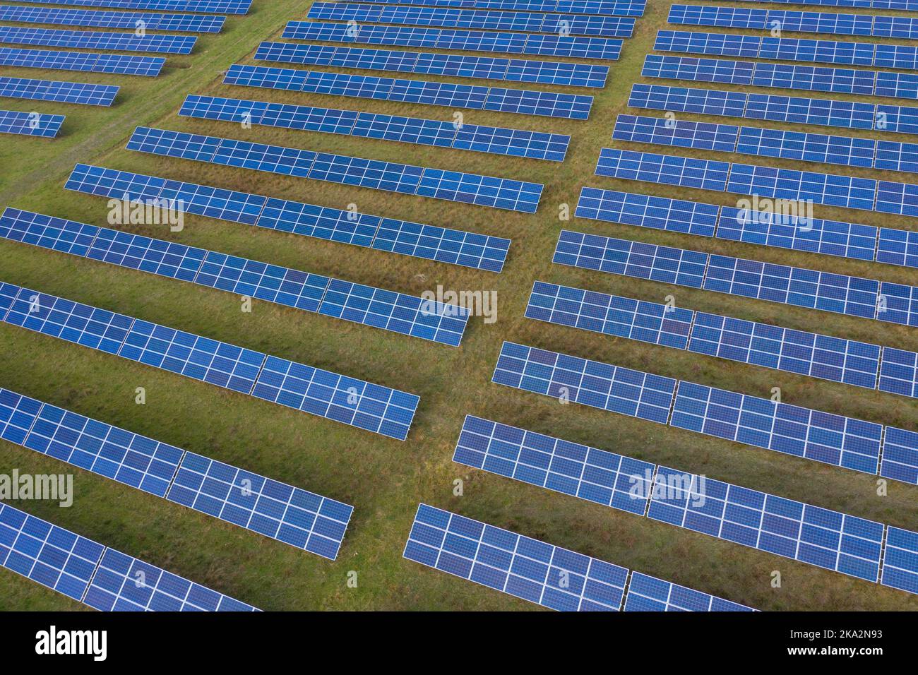 Solar panels aerial view. Solar energy modules, photovoltaic PV plant ...