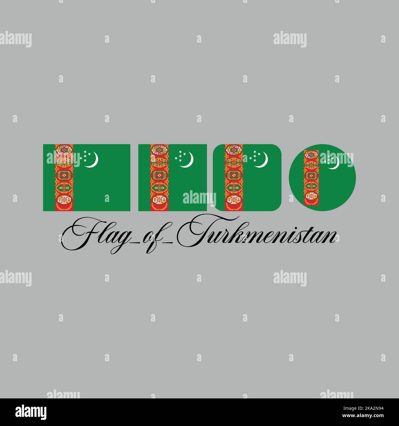 flag of turkmenistan nation design artwork with different style ... flag of turkmenistan nation design artwork with different style ...