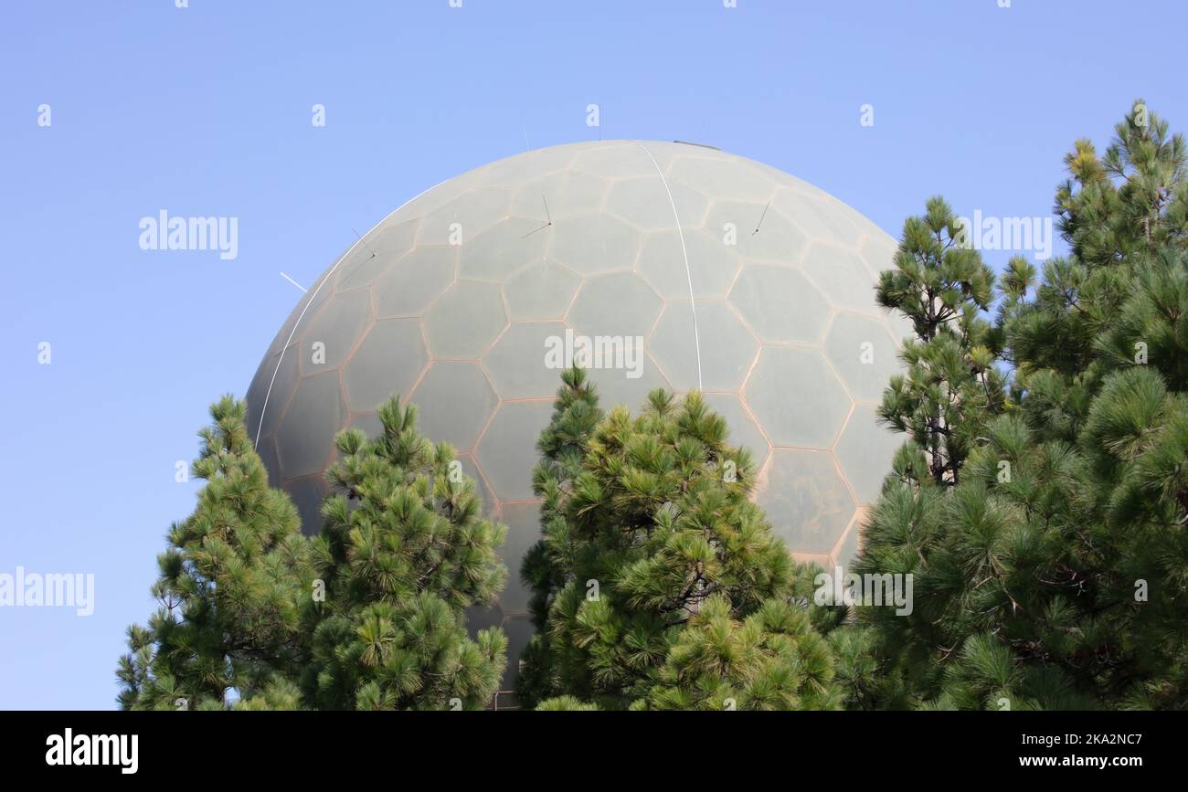 Radar dome technology in the woods, military station Stock Photo - Alamy