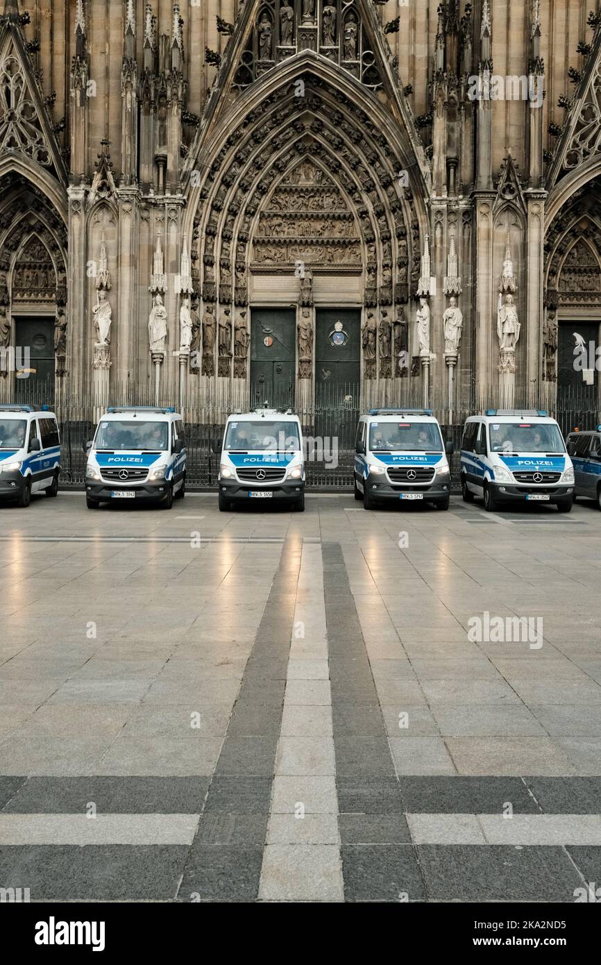 A row of Mercedes-Benz Sprinter police cars in front of Cologne ...