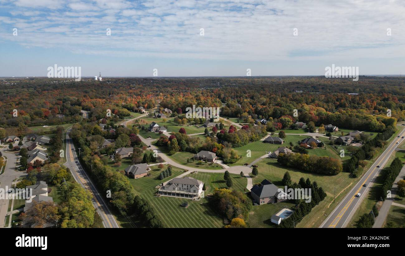 An bird's eye view of a suburban Ohio neighborhood Stock Photo - Alamy