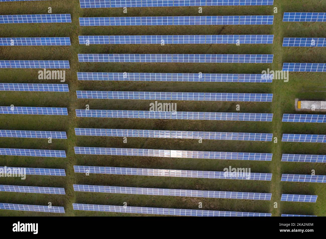 Solar panels aerial view. Solar energy modules, photovoltaic PV plant ...