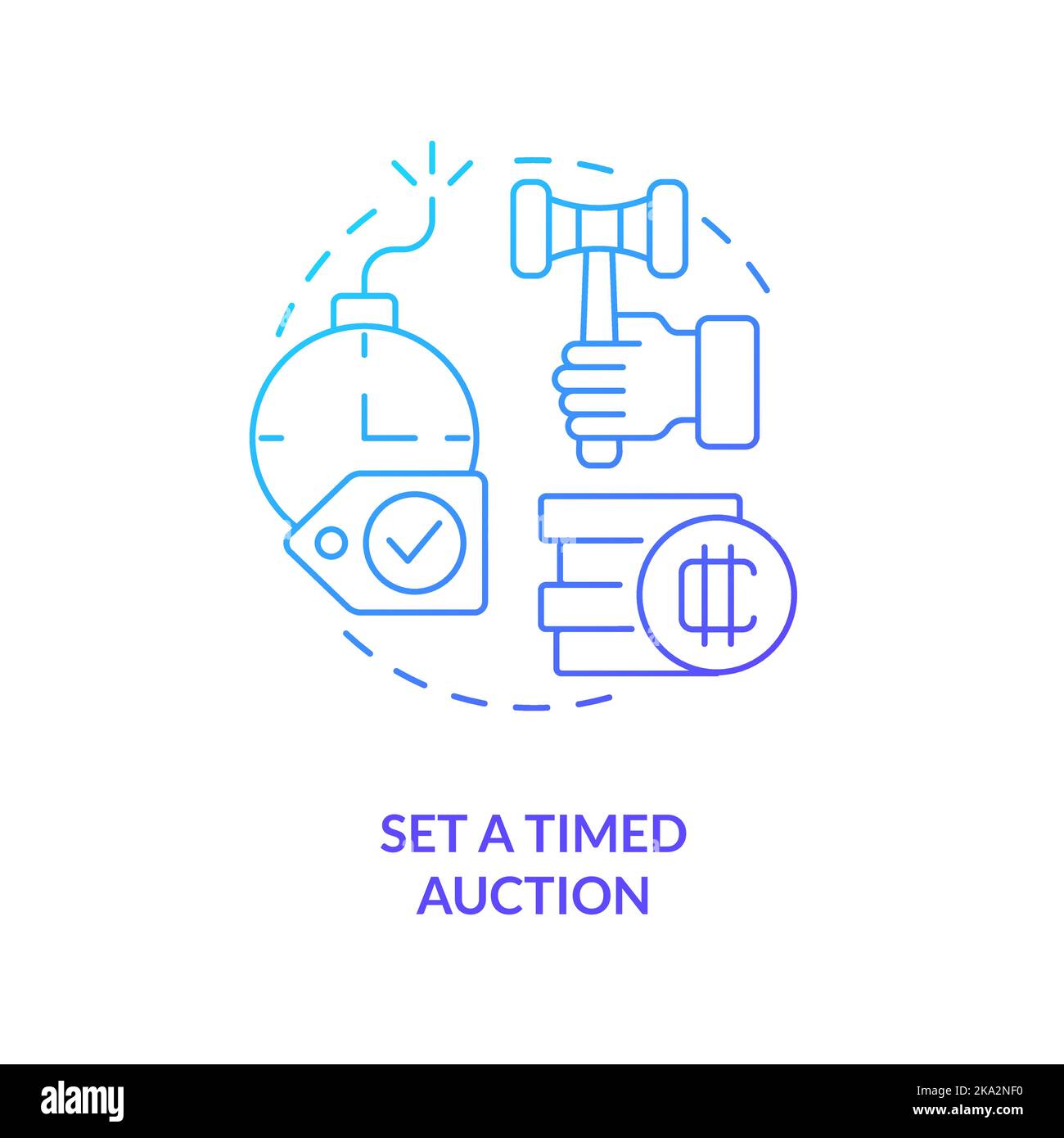 Setup timed auction blue gradient concept icon Stock Vector Image & Art ...