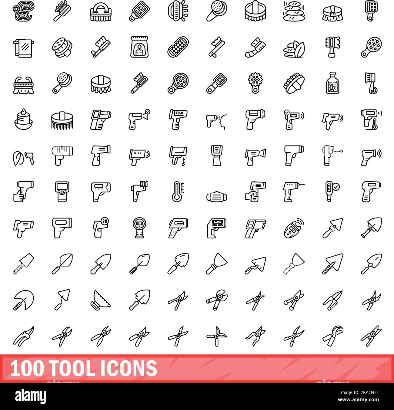 100 tool icons set. Outline illustration of 100 tool icons vector set ...