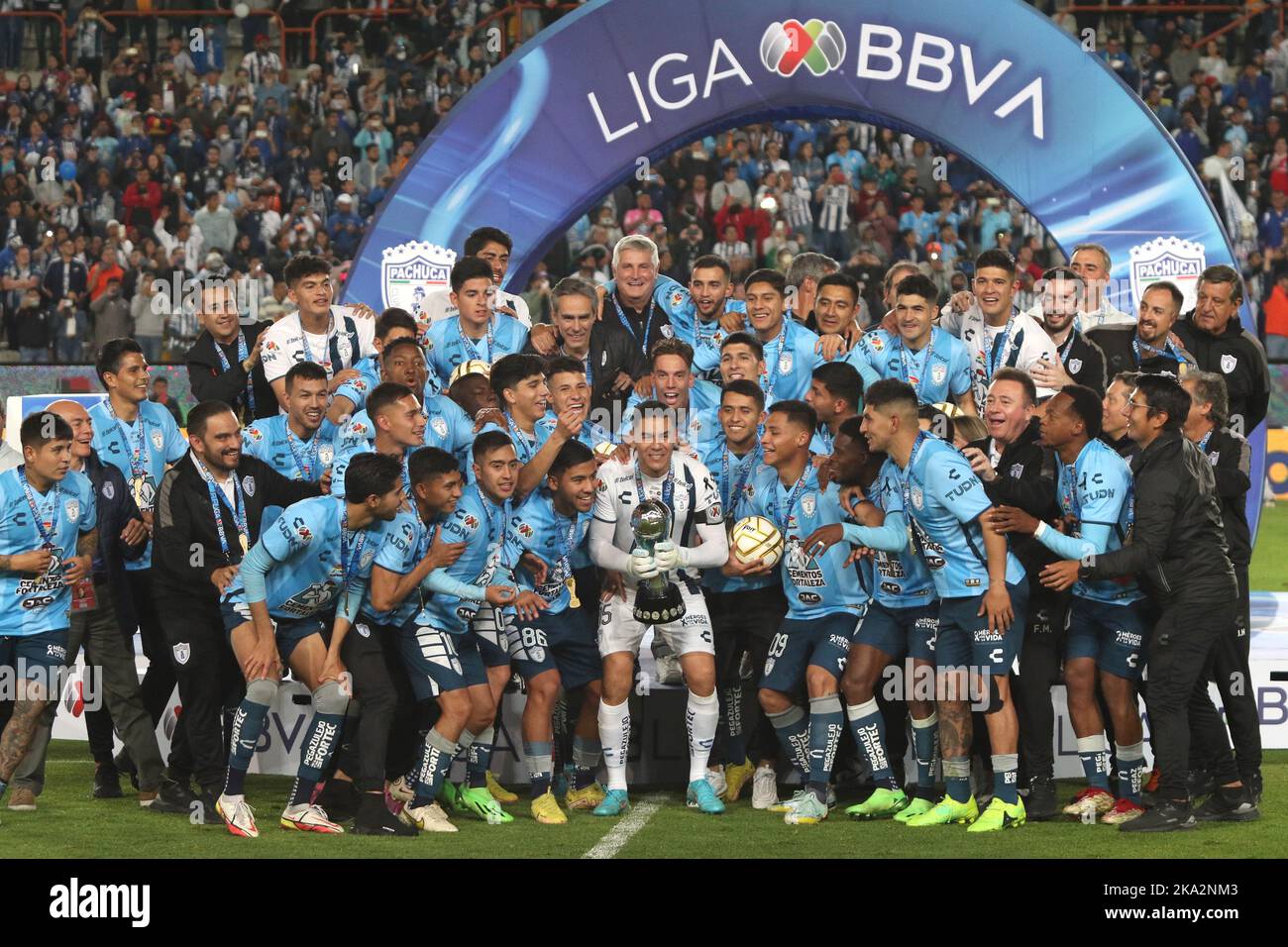 Pachuca, Mexico. 30th Oct, 2022. Pachuca Tuzos team win the MX League ...