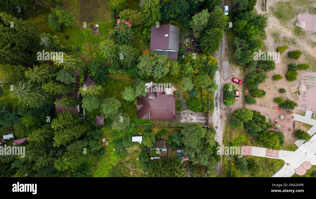 Drone over roof house hi-res stock photography and images - Alamy