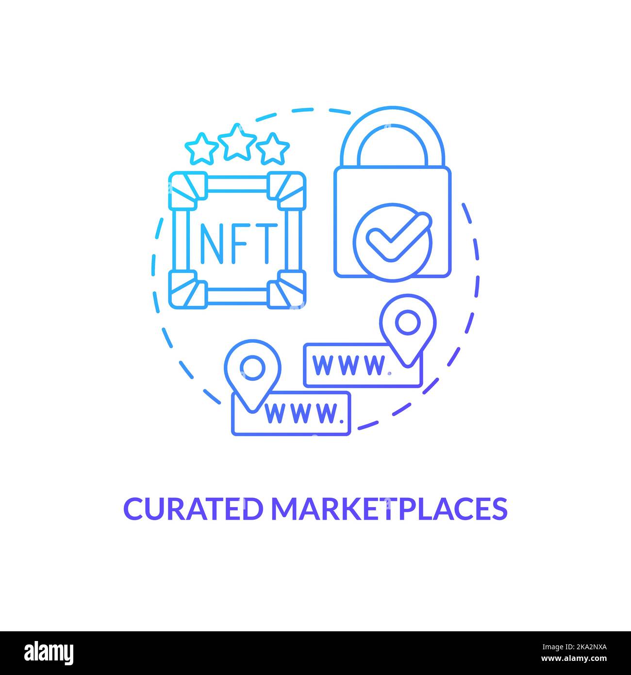Curated marketplaces blue gradient concept icon Stock Vector Image ...