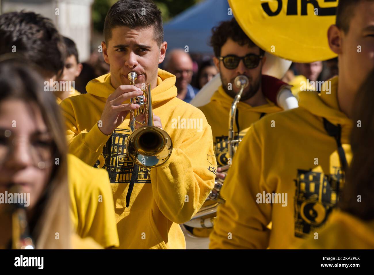 The Seui in street Band performing in Isili Stock Photo - Alamy