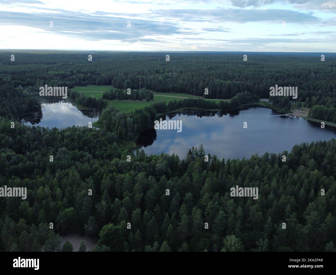 An aerial view of the Baltic sea and forests on the shore Stock Photo ...