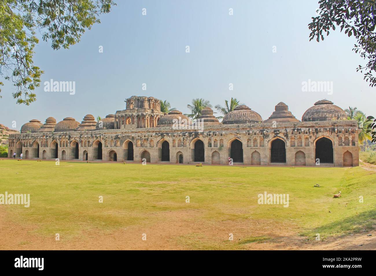 A syncretic style monument Elephant Stables, Hampi, Karnataka, India ...